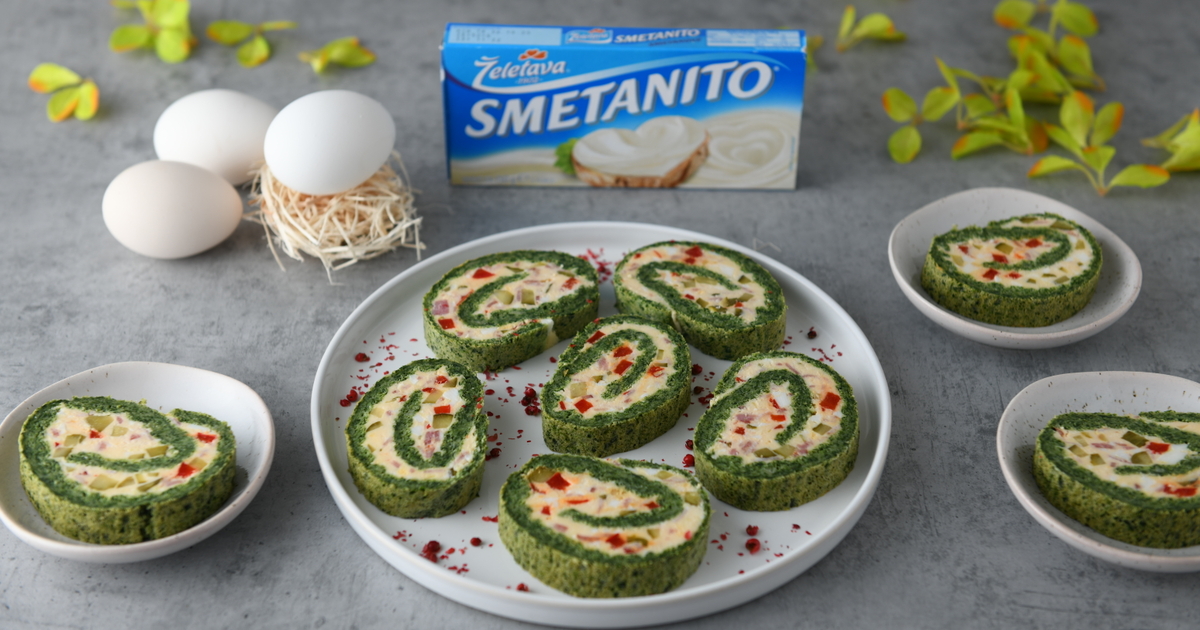 Zelená špenátová roláda – Smetanito